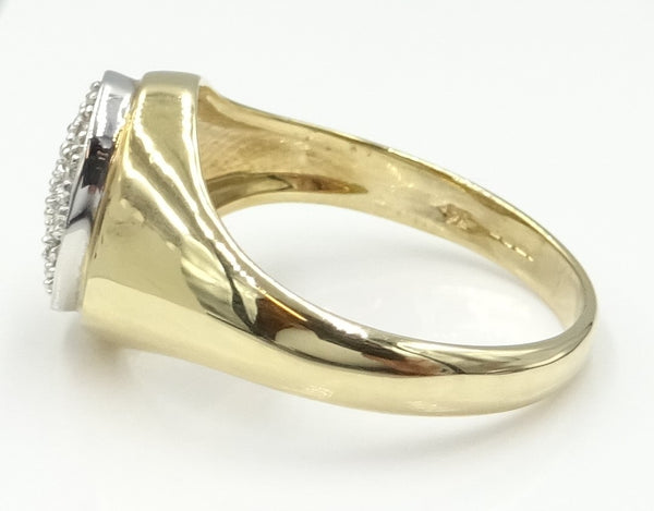 9ct gold pave set diamond oval signet ring 0.25ct. 5.28gr | Richard ...